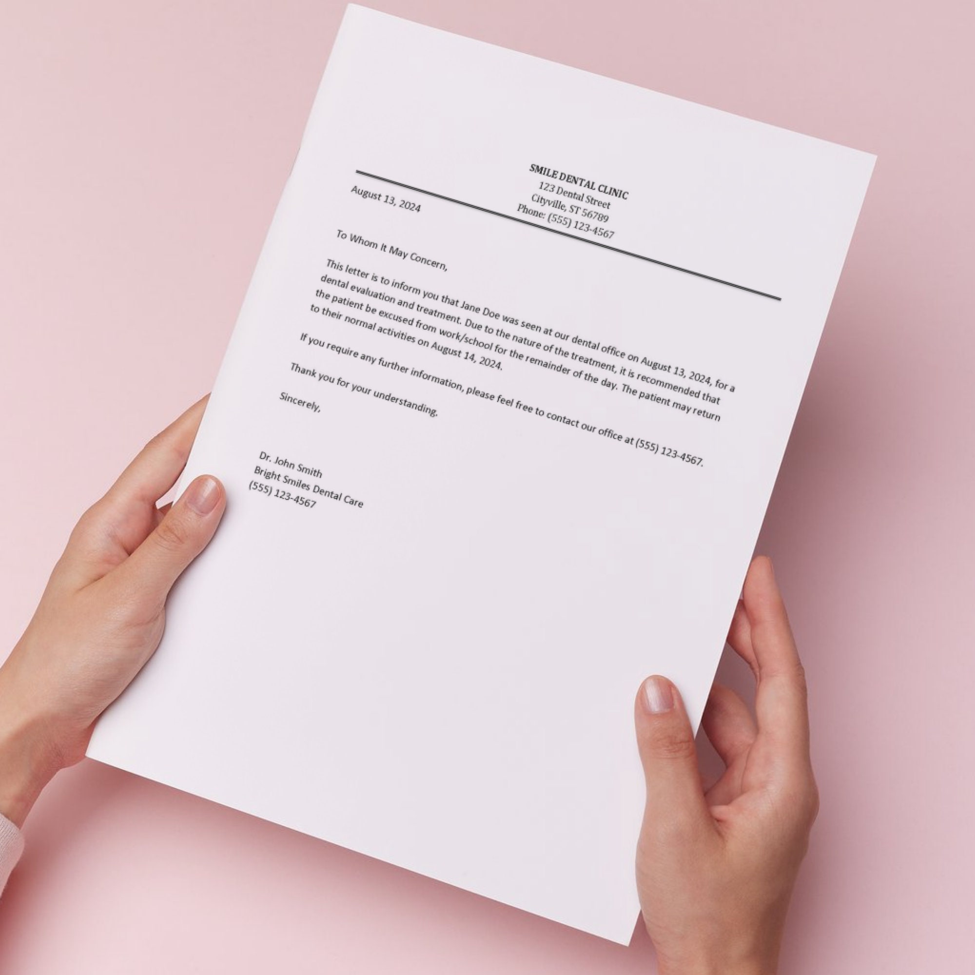 Editable Dentist Excuse Note for School Orthodontic Medical Excuse Note ...