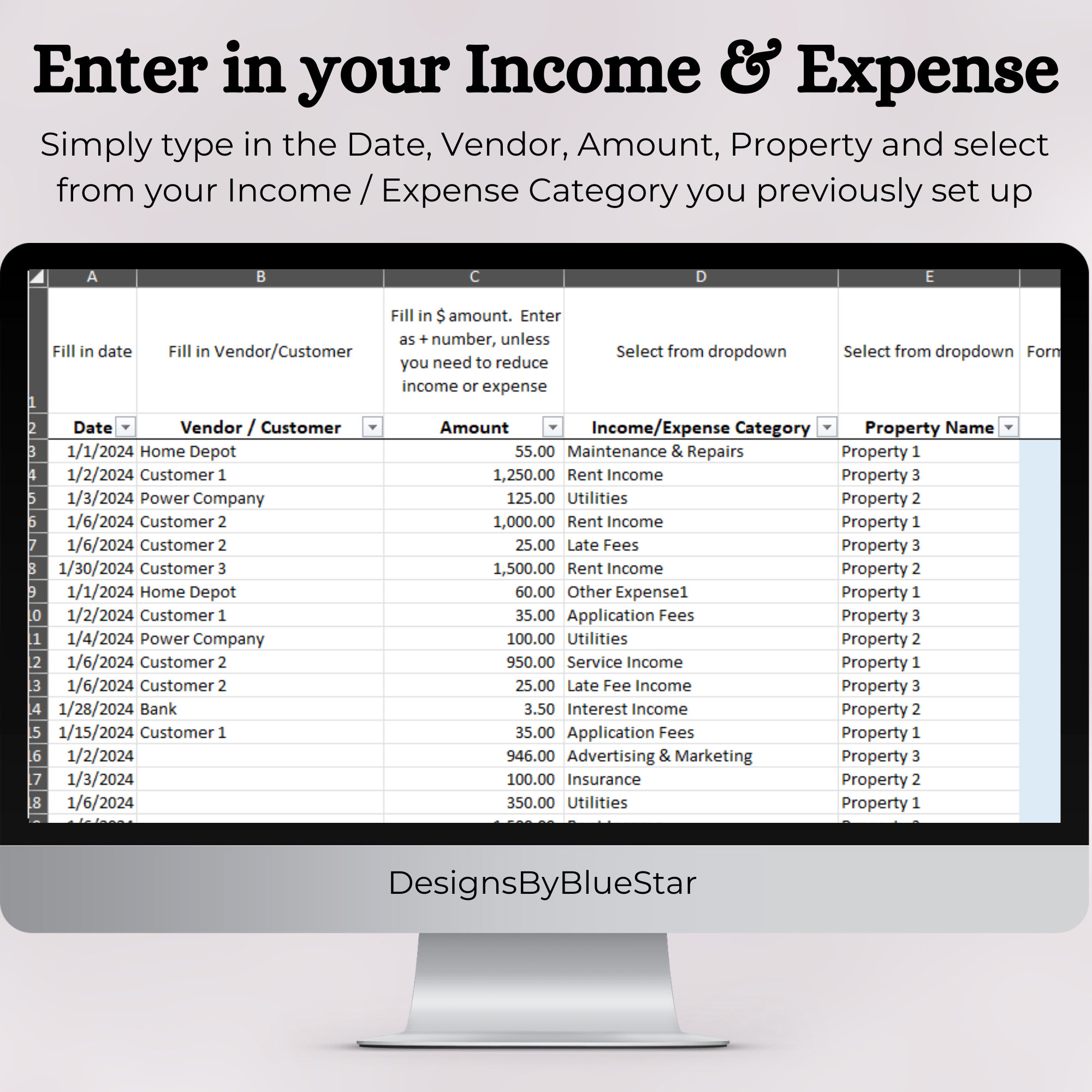 Rental Property Profit and Loss Statement Template | Excel Profit and ...