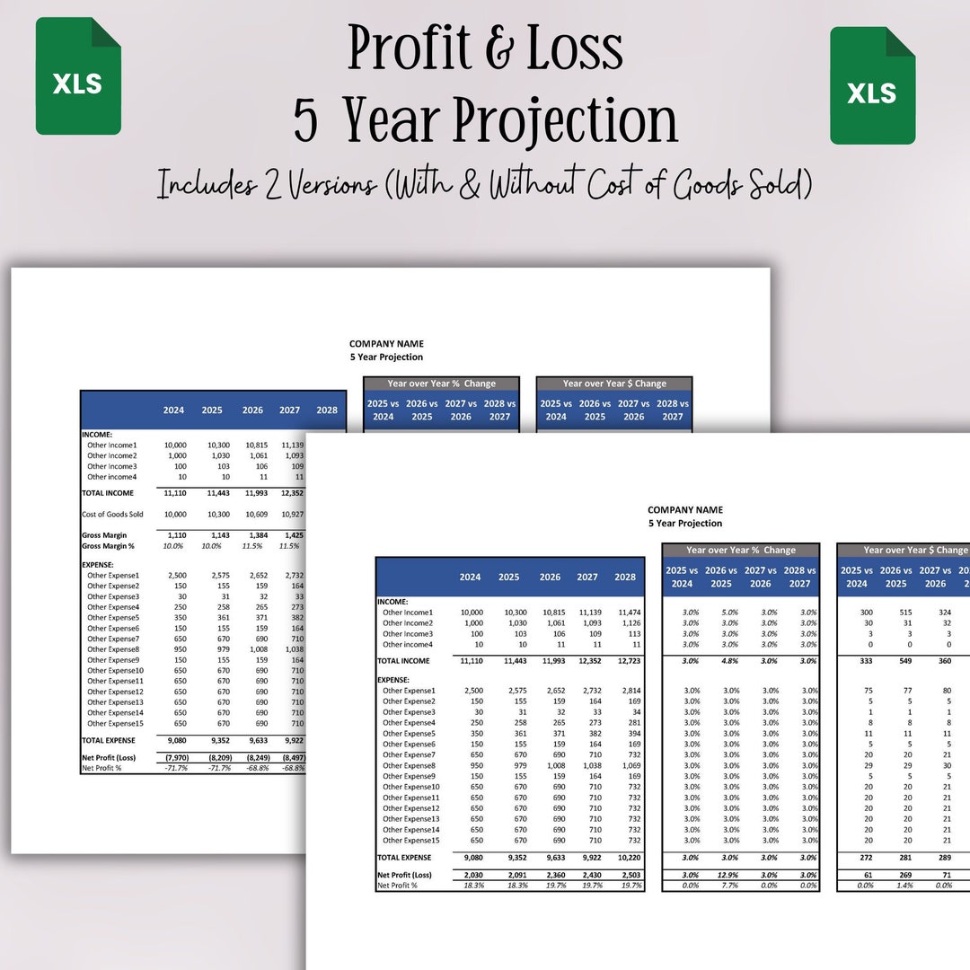 5 Year Profit & Loss Projection for Small Business | Financial ...