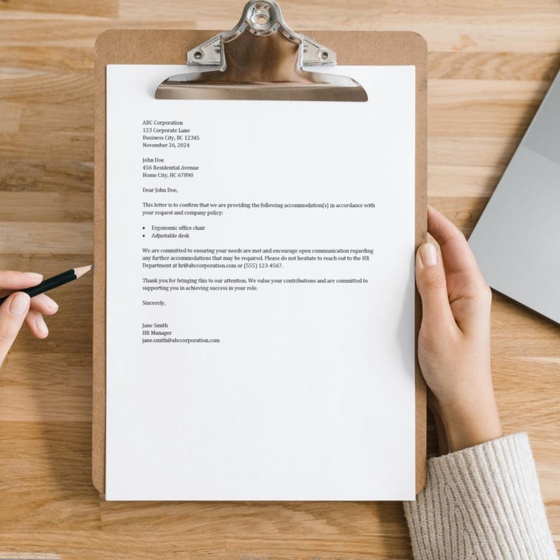 Reasonable Accommodation Letter Template | ADA Accommodation | ADA ...