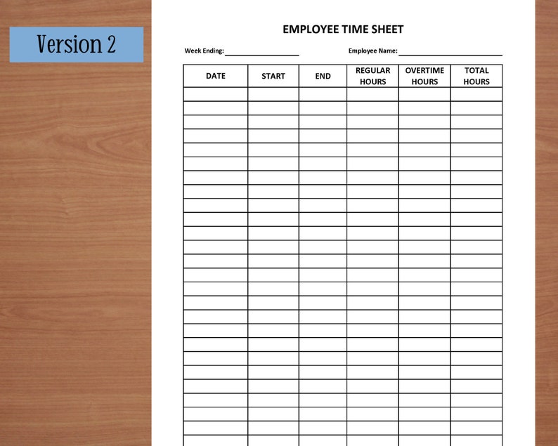 Small Business Time Sheet Employee Time Sheet Timesheet Tracker ...