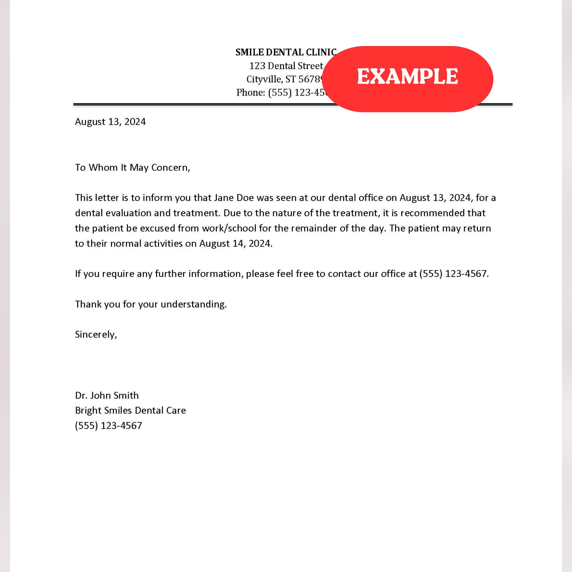 Editable Dentist Excuse Note for School | Orthodontic Medical Excuse ...