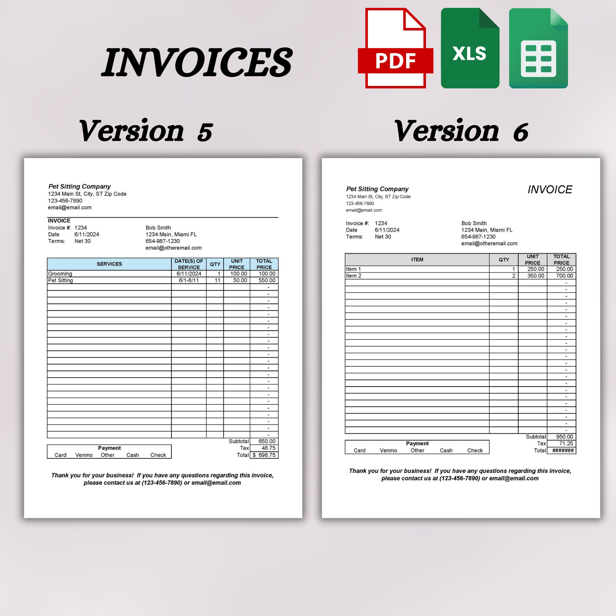 Pet Sitting Invoice Template Cat Sitter Invoice Dog Sitter Invoice Pet ...