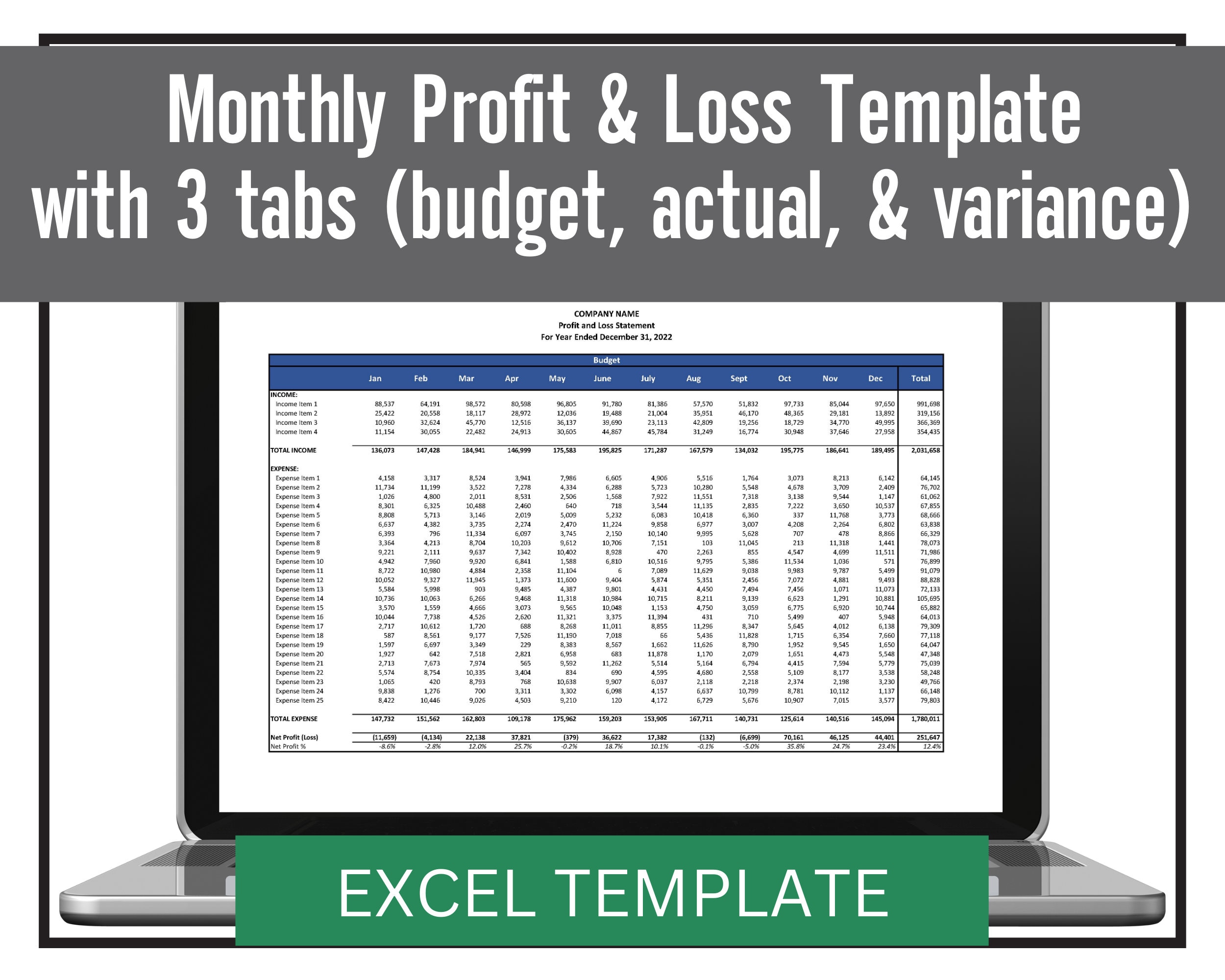 Monthly Profit and Loss Statement Template Excel Template Profit and ...