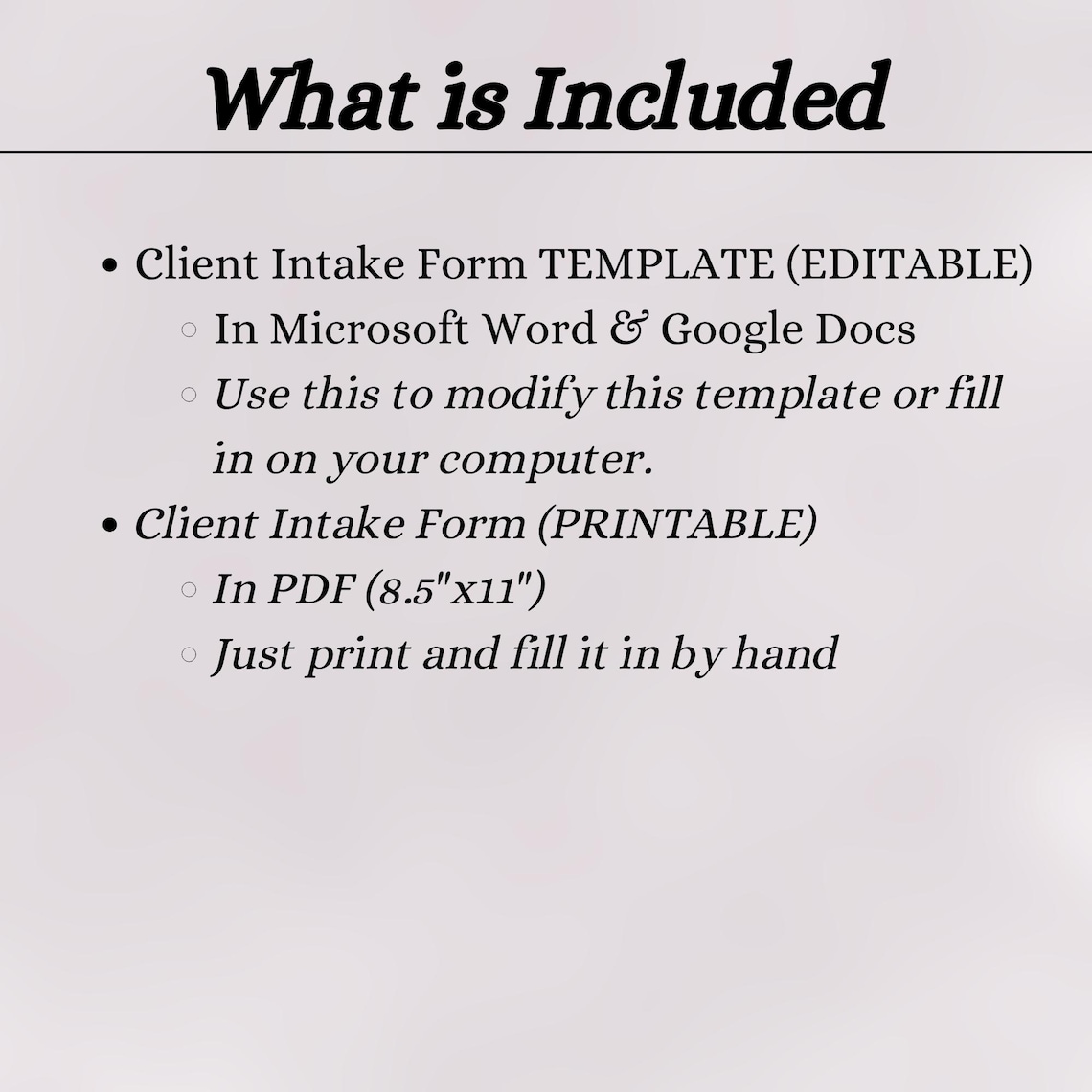 Professional Residential Cleaning Service Client Intake Form | Editable ...