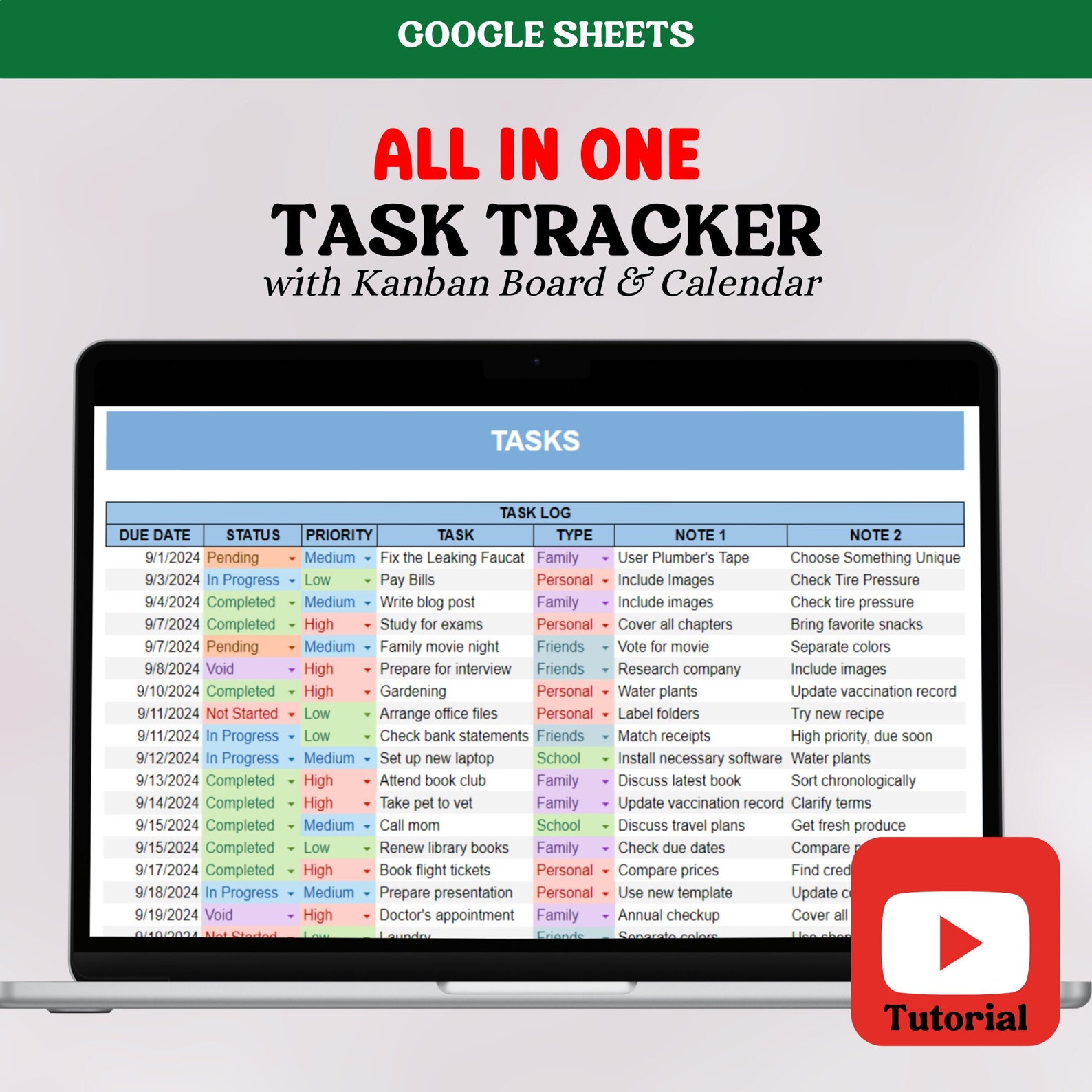 Task Tracker Digital to Do List Productivity Planner Assignment Tracker ...