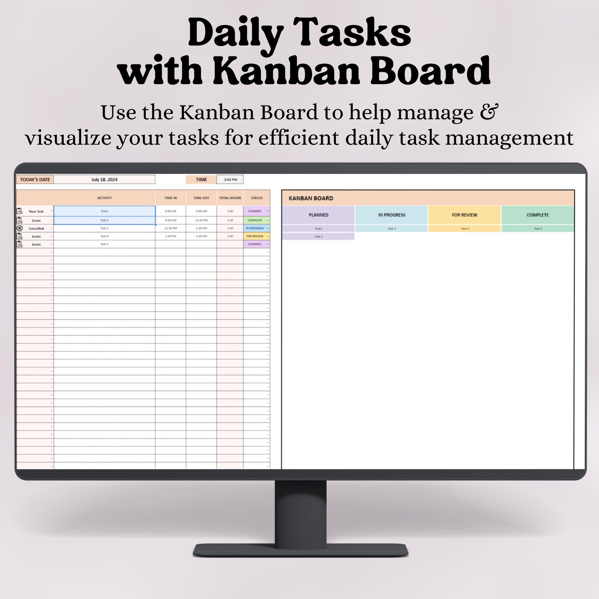 Project Management Template With Kanban Board Project Planner Project ...