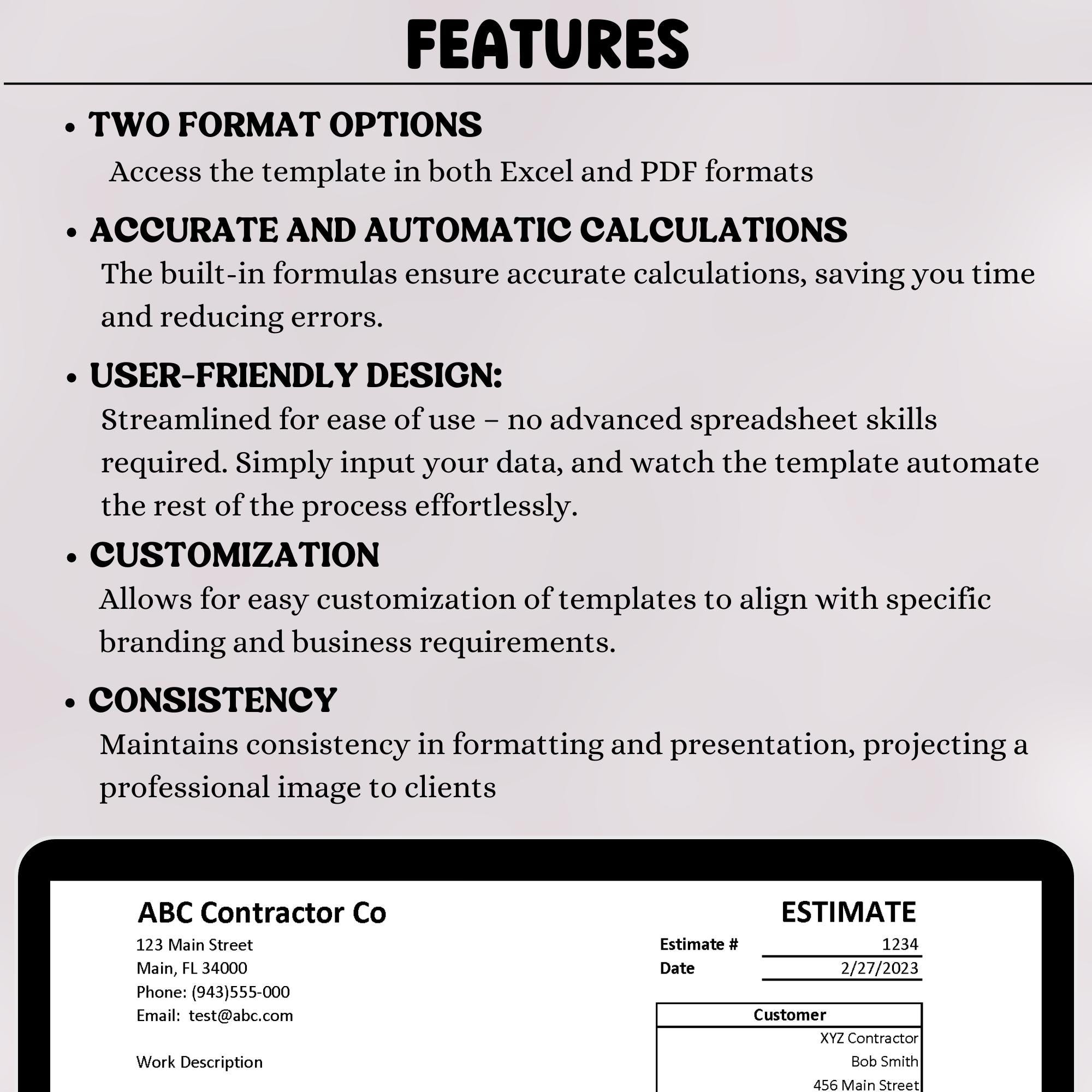 Construction Estimate Template Construction Bid Template Portfolio ...
