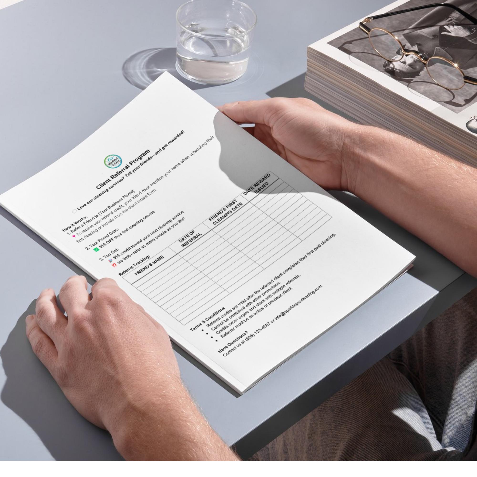 Editable Referral Card Template for Cleaning Service | Printable Client ...