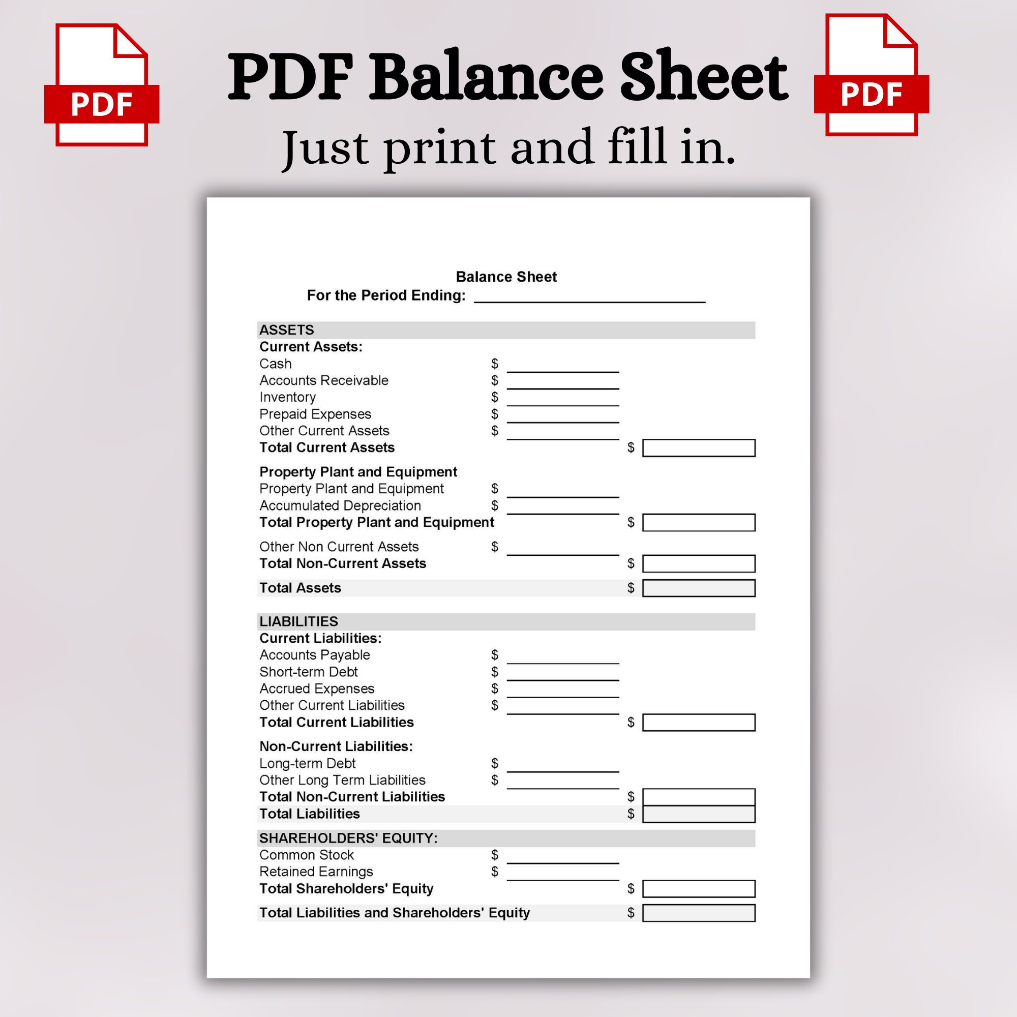 Editable Balance Sheet | Balance Sheet Template | Balance Sheet in ...