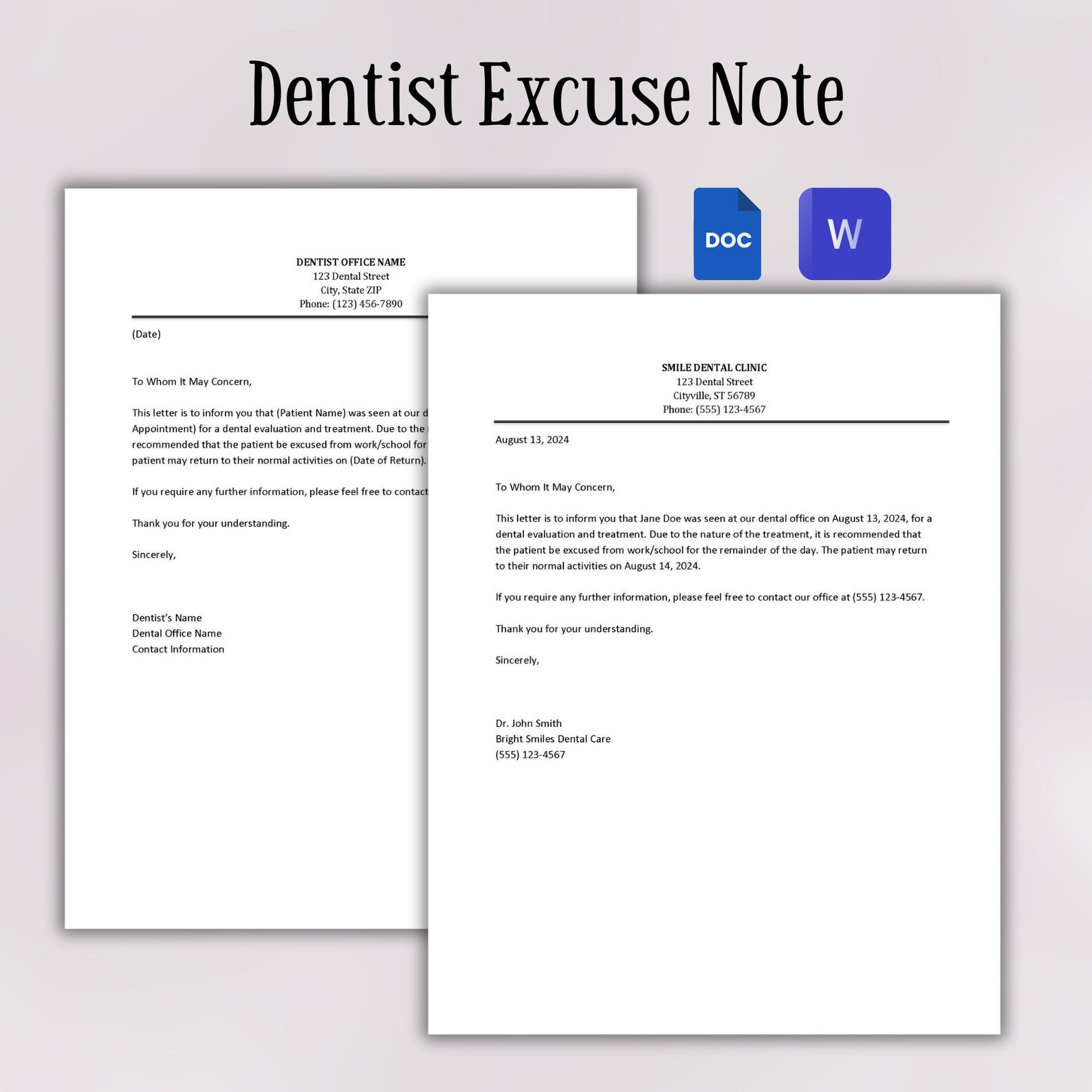 Editable Dentist Excuse Note for School | Orthodontic Medical Excuse ...
