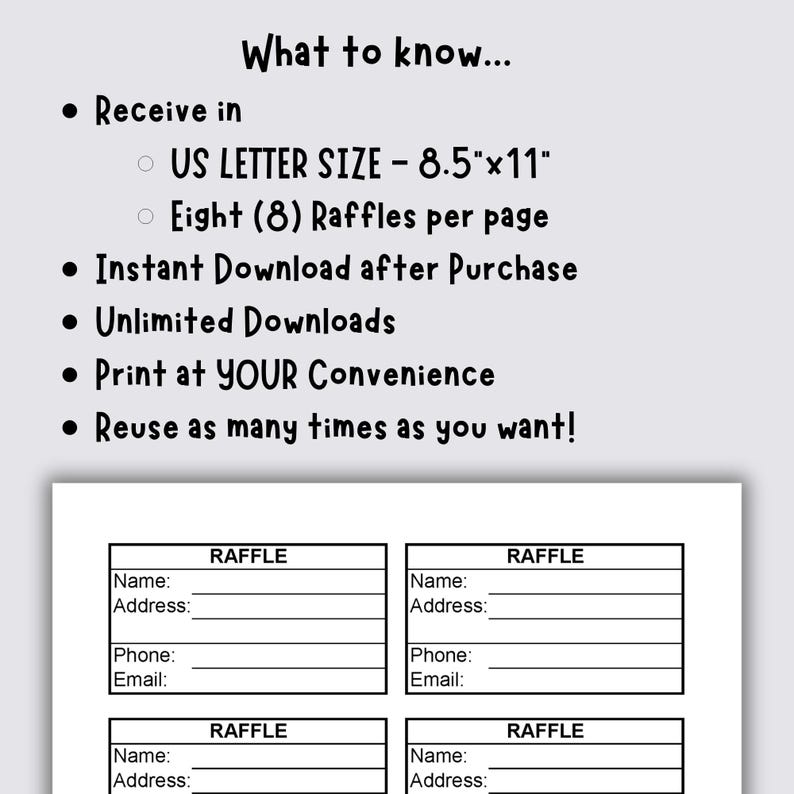 Raffle Tickets Form | Printable Enter to Win Tickets | Drawing Slips ...