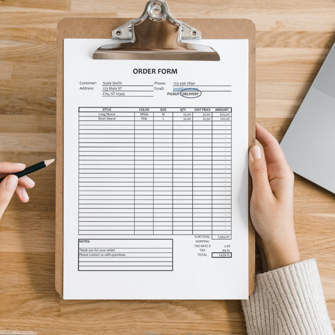 Order Form Template | Printable Order Form | Purchase Order Form | Shirt Order Form | Cake Order ...