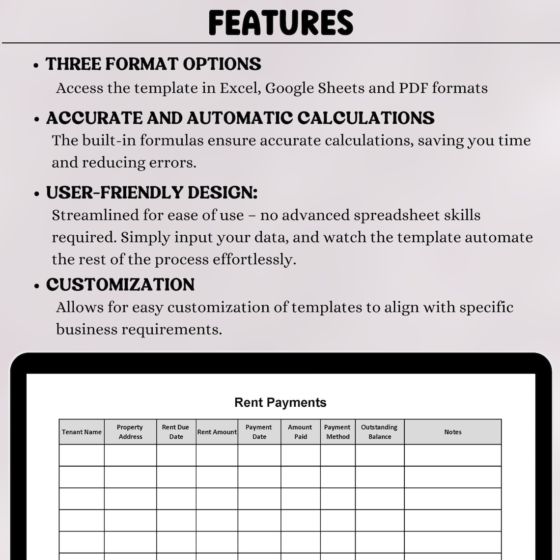 Rent Payment Tracker | Rental Payment Ledger | Monthly Rent Payment Log ...