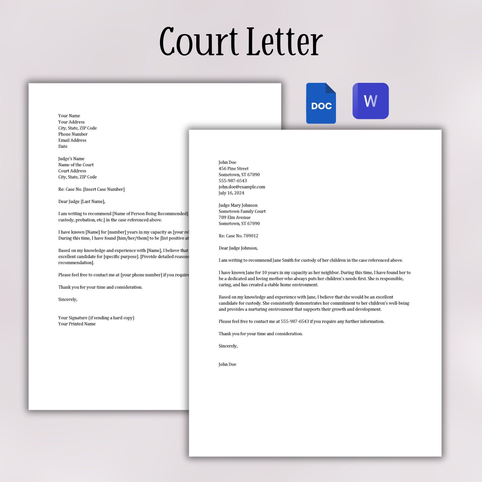 Character Reference Letter Court Character Letter Character ...