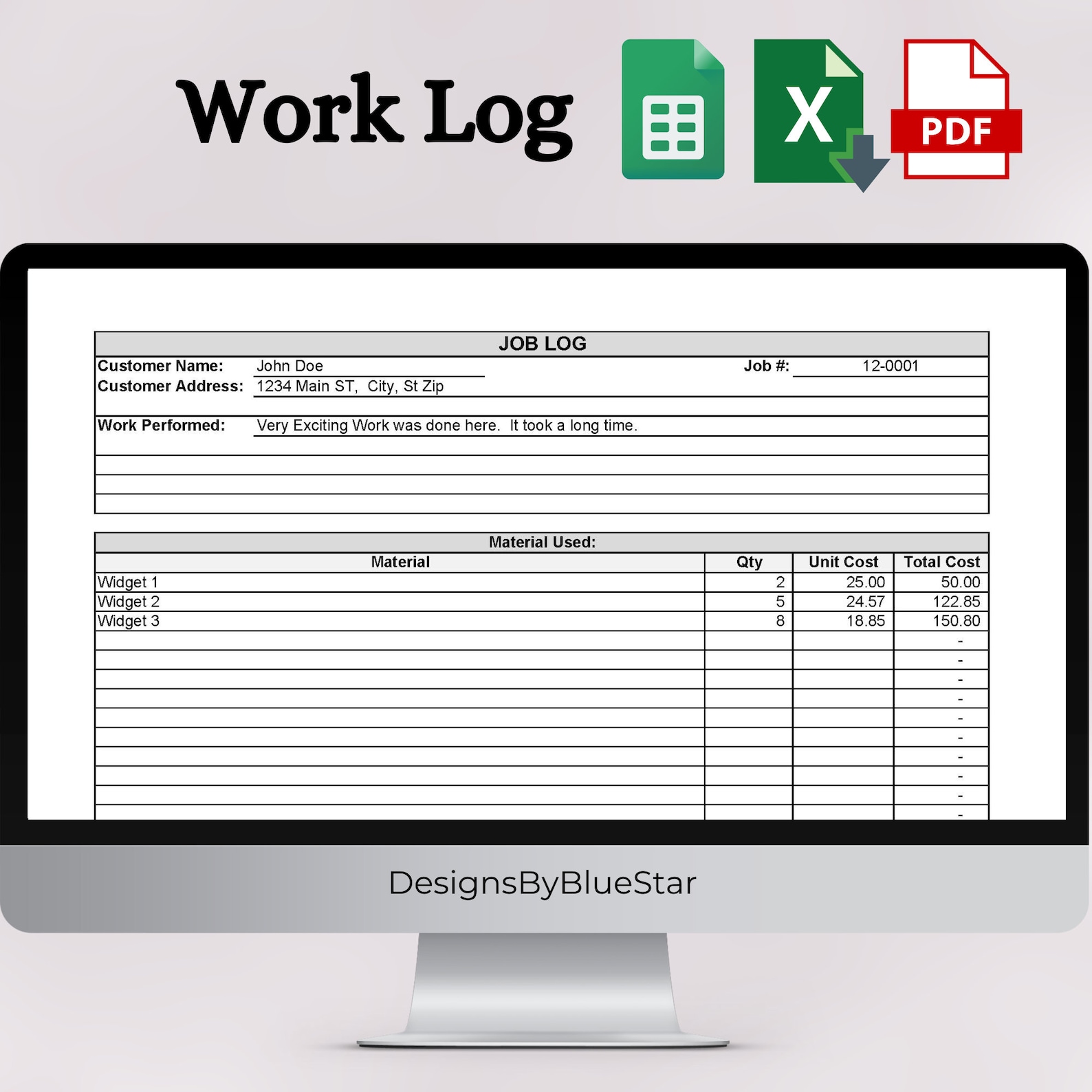 Construction Work Log: Job Scope, PDF, Excel, Google Sheets - Etsy