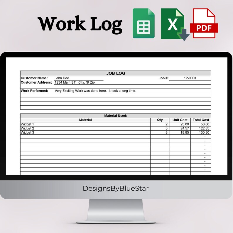Construction Work Log: Job Scope, PDF, Excel, Google Sheets - Etsy