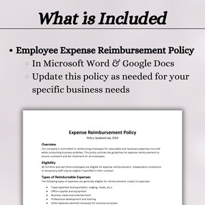 Editable Employee Reimbursement Policy Form HR Template Payroll ...