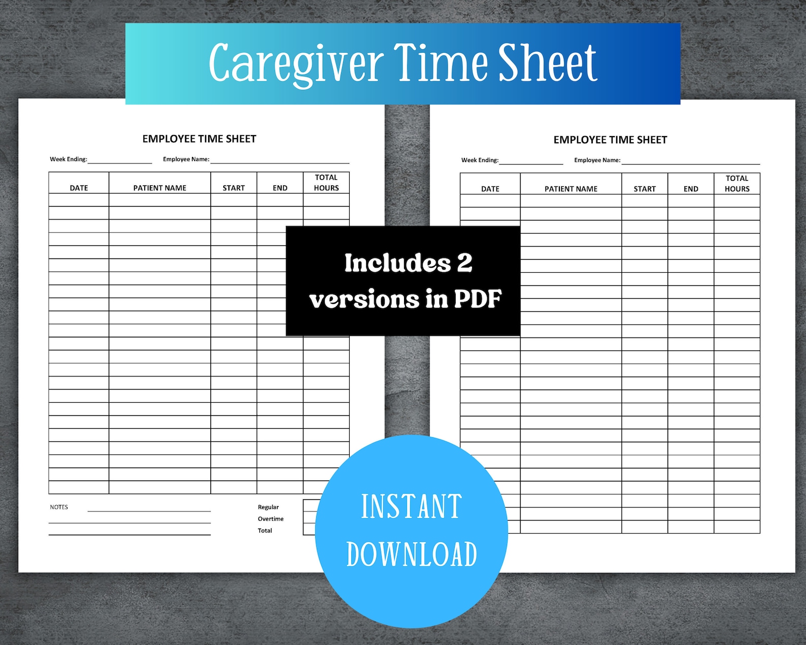 Caregiver Time Sheet Caregiver Timesheet Caregiver Log Caregiver Notes ...