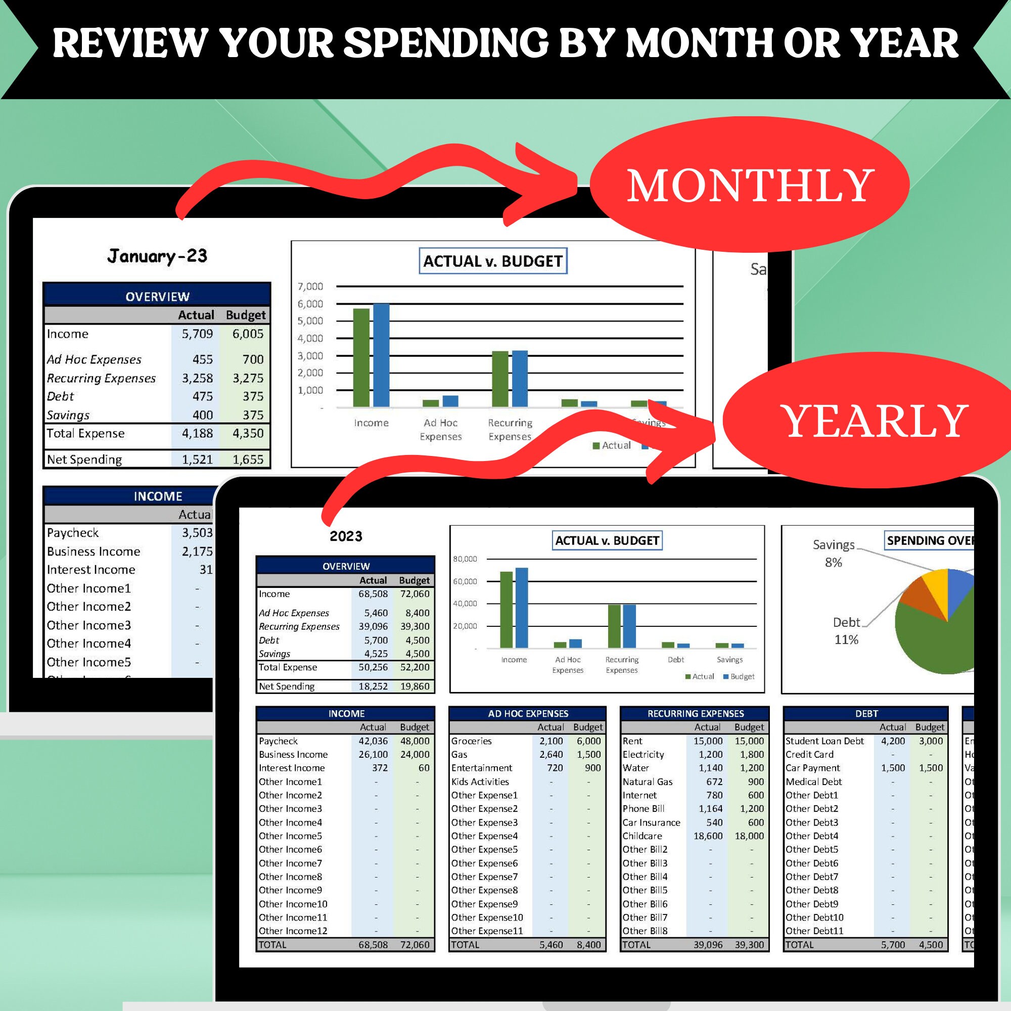 Income and Expense Tracker | Excel Personal Finance Spreadsheet ...