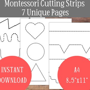 Montessori Cutting Strips Montessori Materials Scissor Skill Worksheet ...