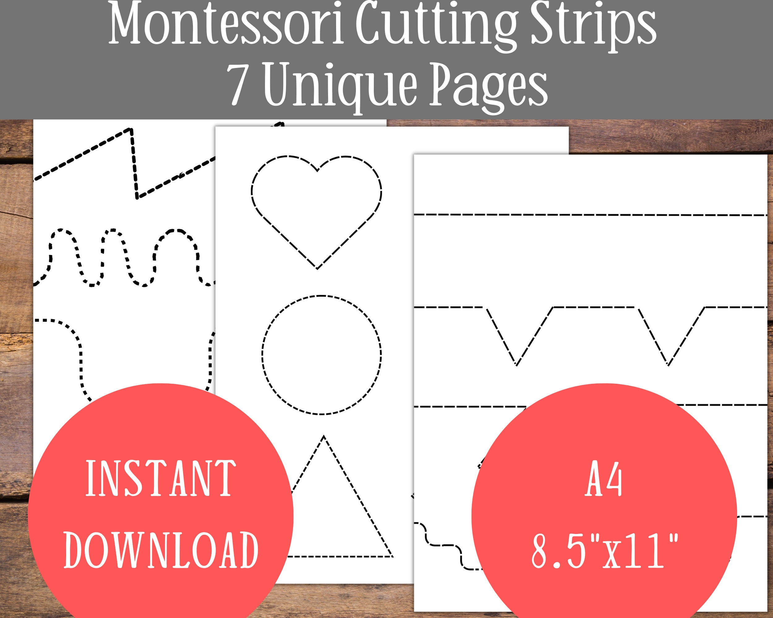 Montessori Cutting Strips Montessori Materials Scissor Skill Worksheet ...
