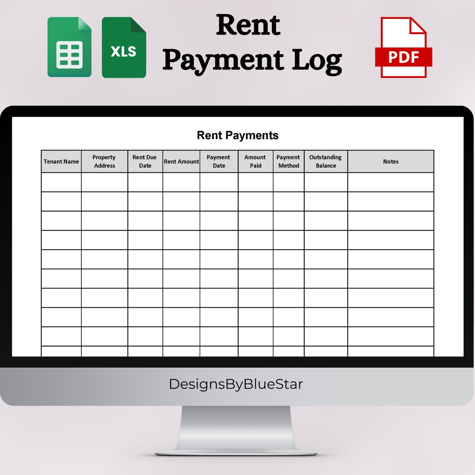Rent Payment Tracker | Rental Payment Ledger | Monthly Rent Payment Log ...