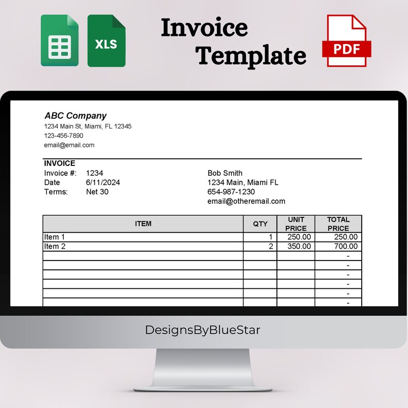 Editable Invoice Template | Custom Order Invoice Form | Excel Invoice ...