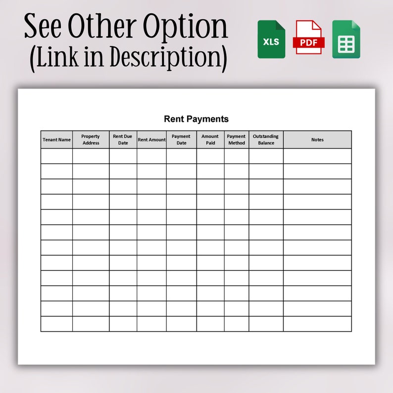 Rent Payment Tracker | Rental Payment Ledger | Monthly Rent Payment Log ...