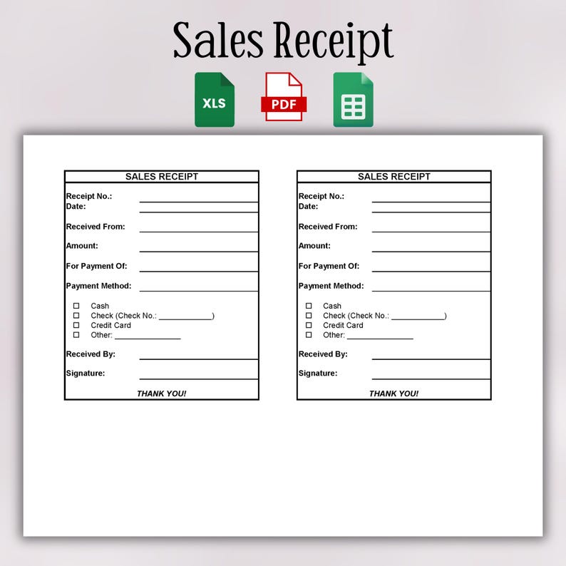 Printable Sales Receipt Template | Editable Receipt Form for Small ...
