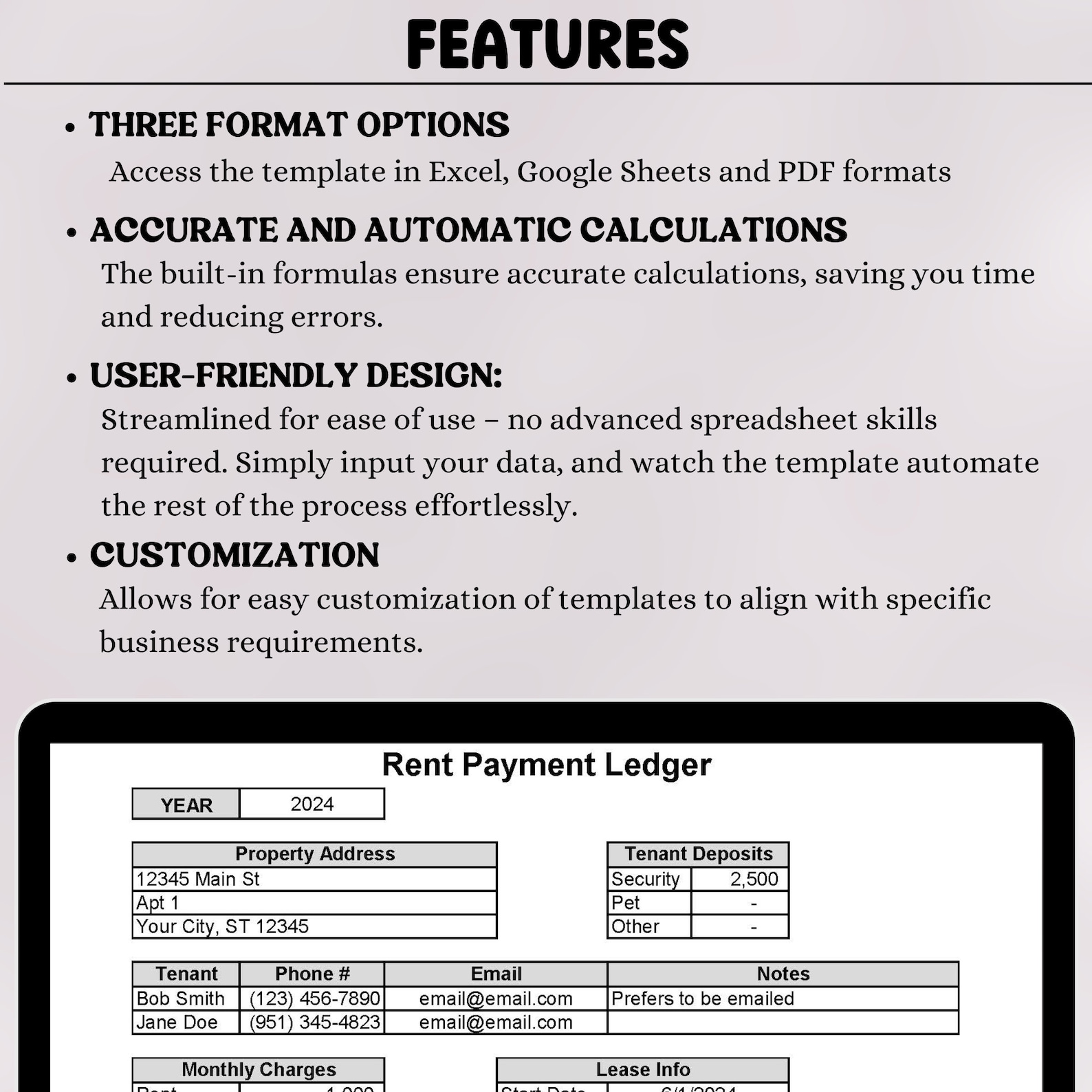 Rent Payment Tracker | Rental Payment Ledger | Monthly Rent Payment Log ...