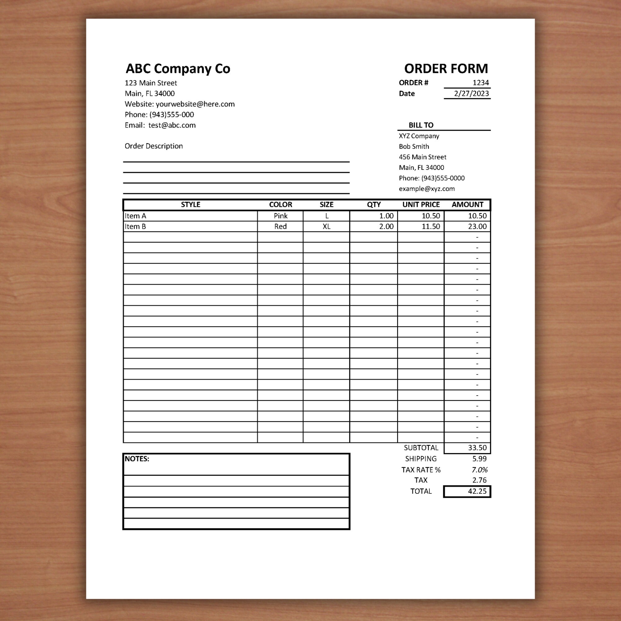 Tshirt Order Form Template Editable Shirt Order Form T Shirt Order Form ...