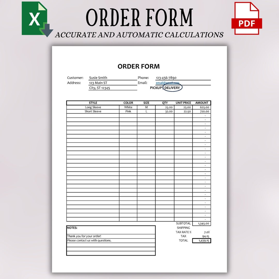 Order Form Template | Printable Order Form | Purchase Order Form ...
