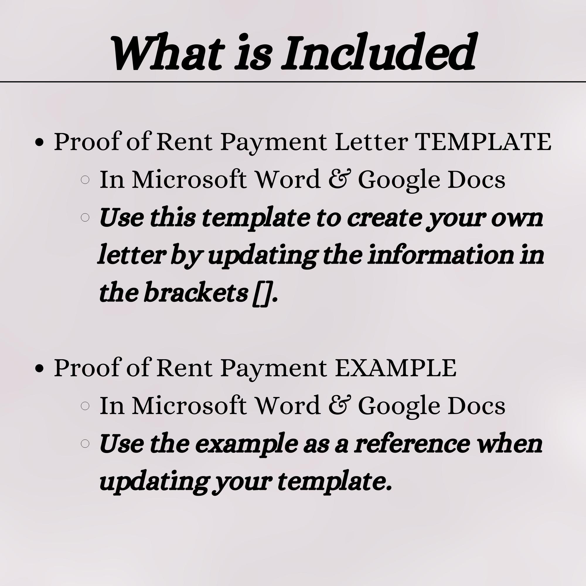 Proof of Rent Payment Letter Template | Editable Landlord Rent ...