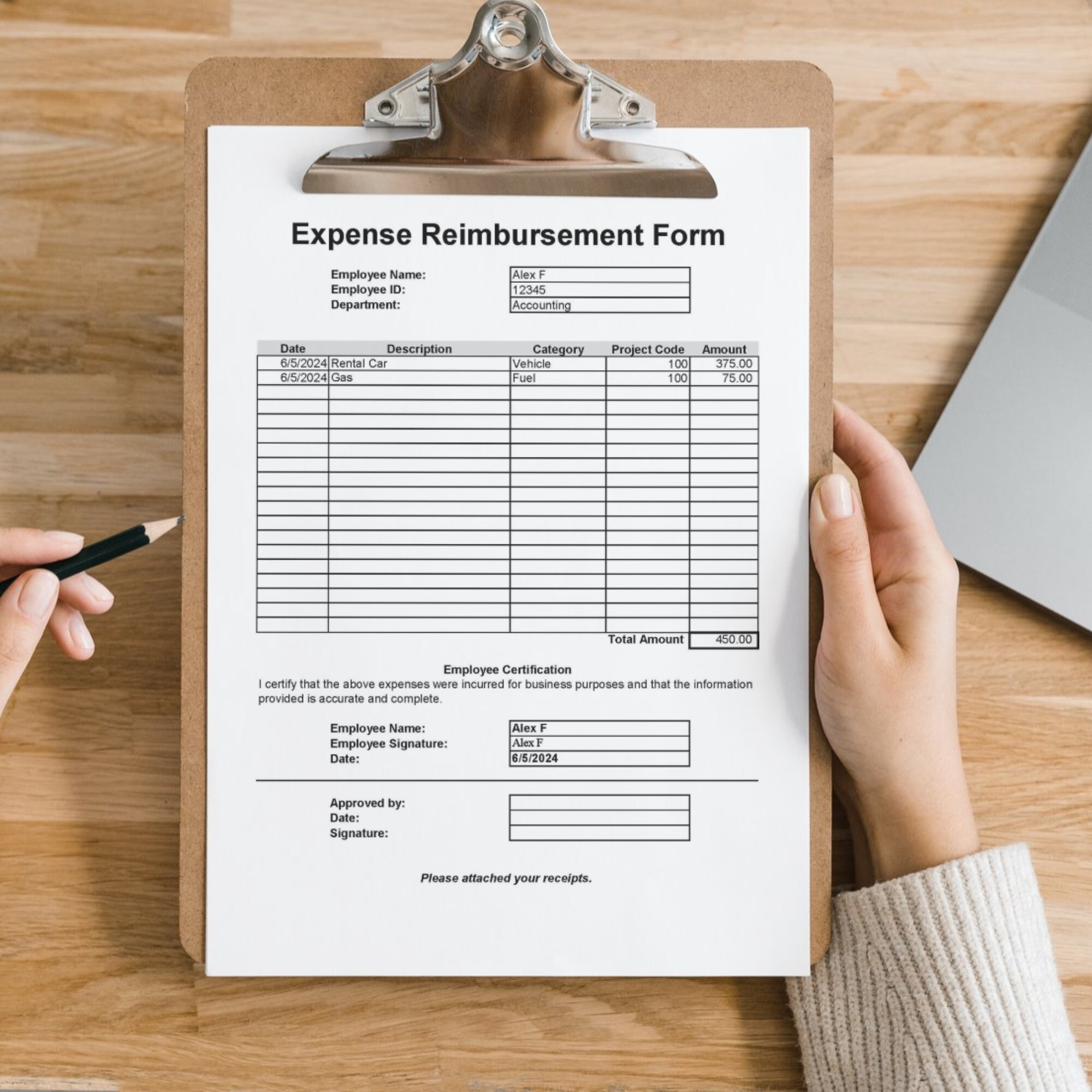 Printable Expense Report Form | Editable Employee Reimbursement ...