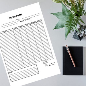 Order Form Template Printable Order Form Purchase Order Form - Etsy