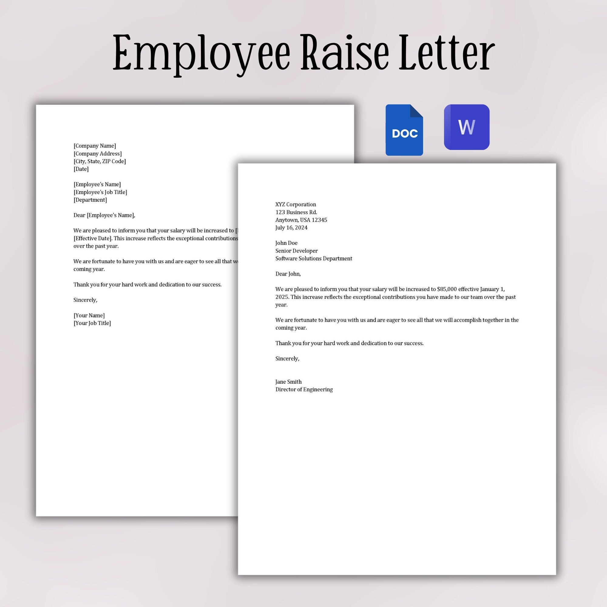 Salary Increase Letter Template | Employee Pay Raise Template | Wage ...