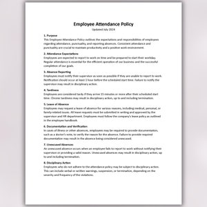 Editable Employee Attendance Policy Template | Company Policies | HR ...