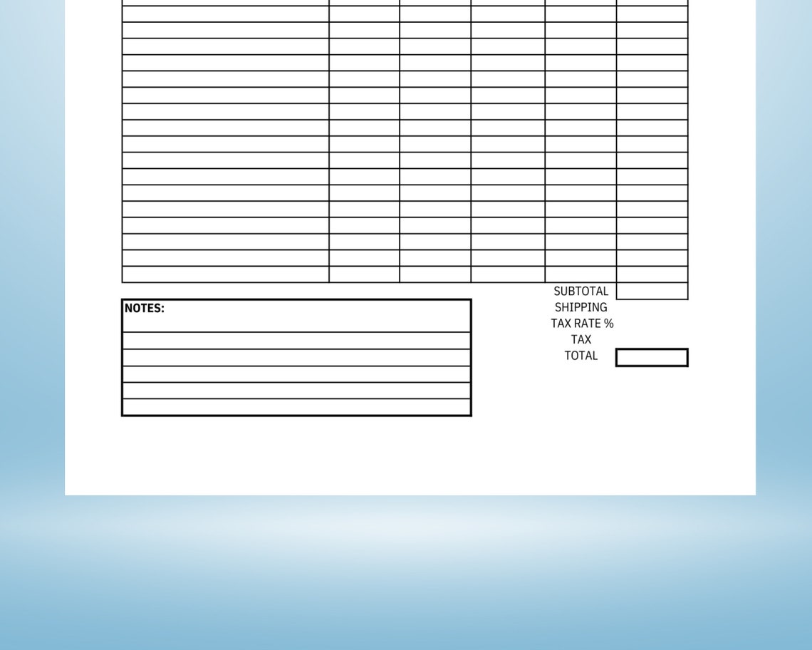 Order Form Template Printable Order Form Purchase Order Form - Etsy