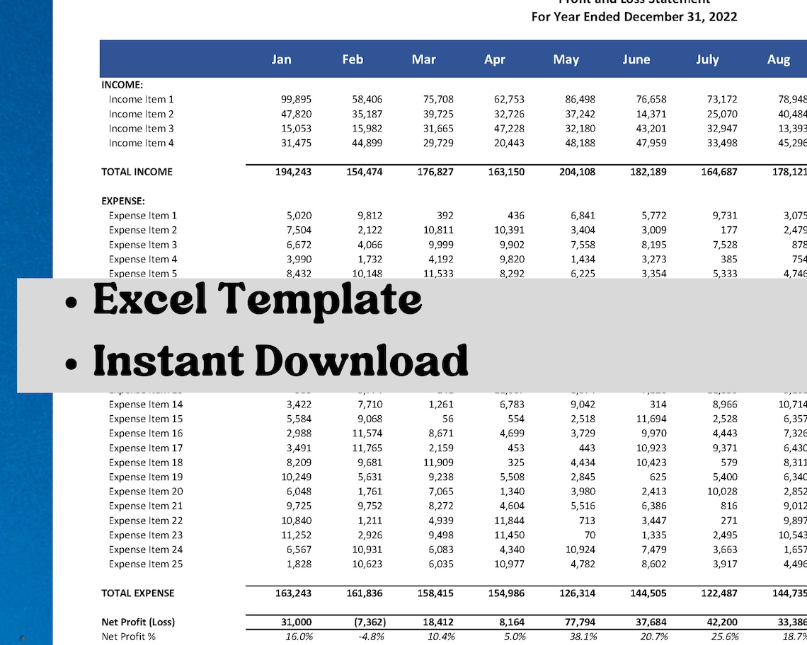 Profit and Loss Excel Estimate Profit Loss Printables Profit and Loss ...