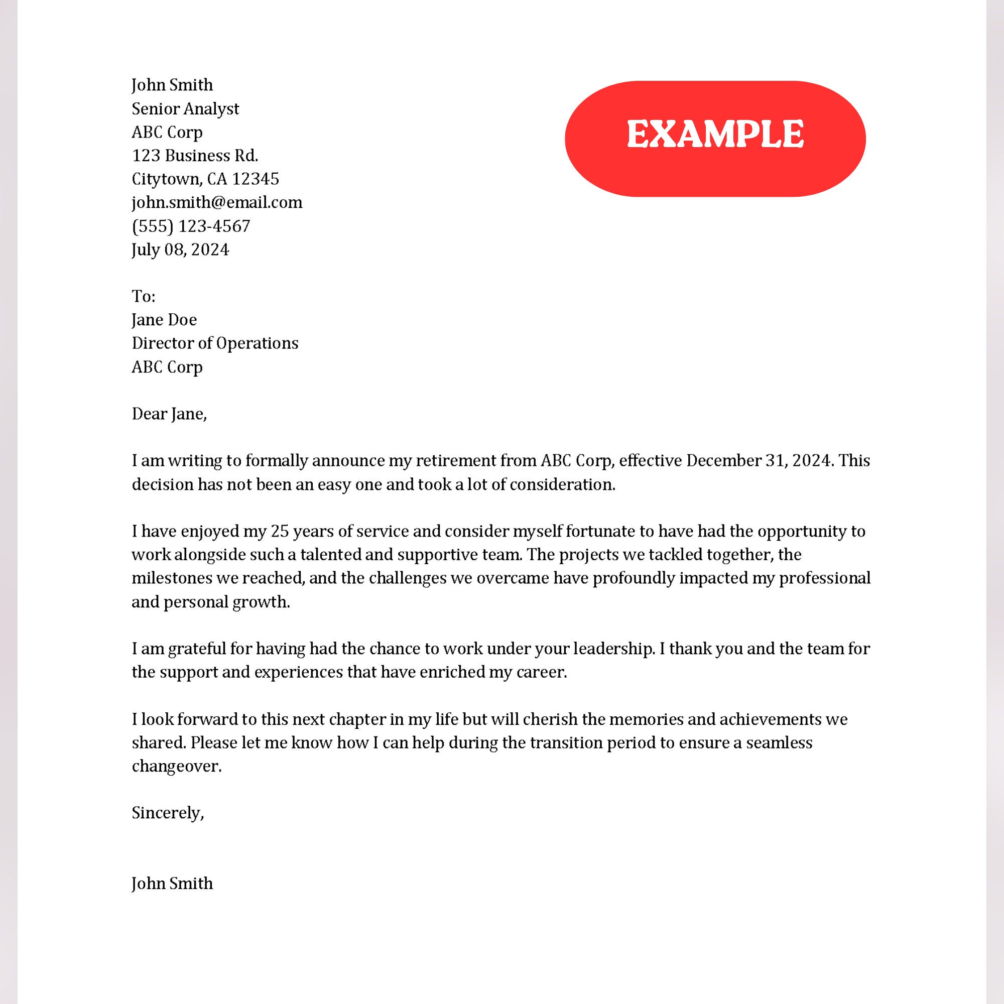 Retirement Letter Template | Letter of Retirement | Retirement Notice ...