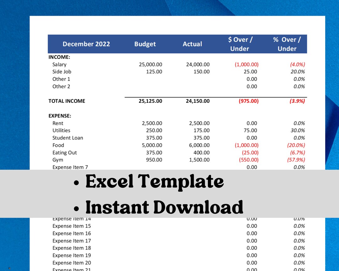 Profit and Loss Statement Budget Income Statement Excel Template Profit ...