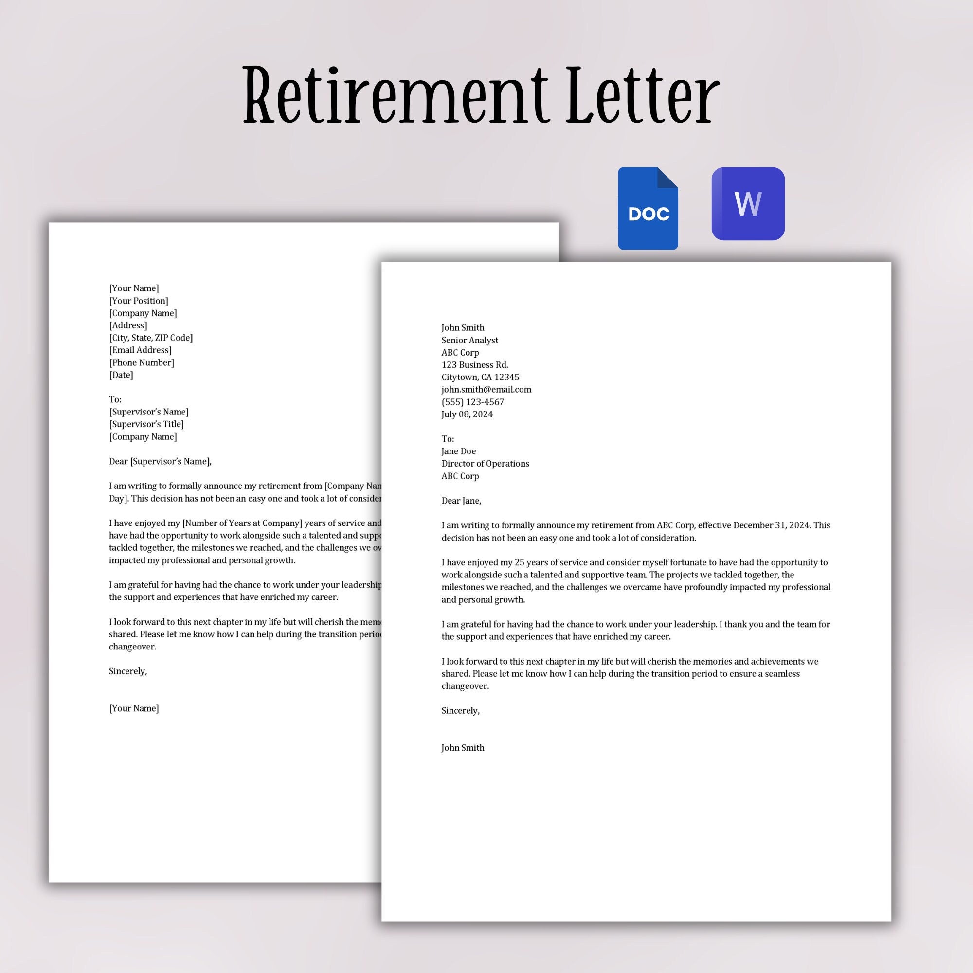 Retirement Letter Template | Letter of Retirement | Retirement Notice ...