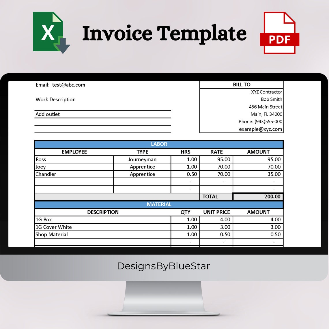 Construction Invoice Template | Contractor Invoice | Editable Invoice ...