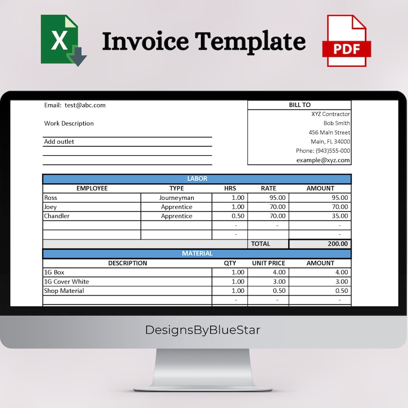 Construction Invoice Template | Contractor Invoice | Editable Invoice ...