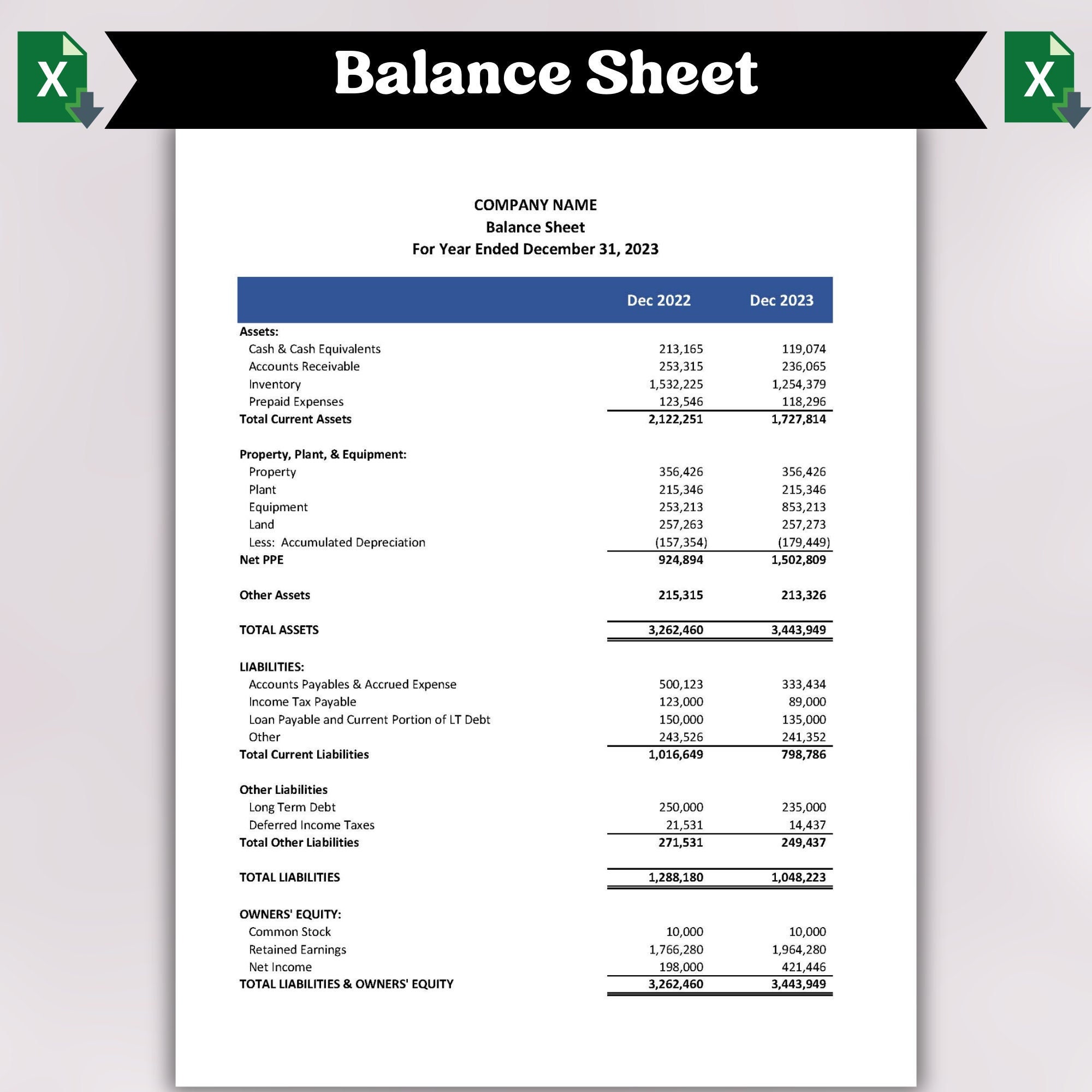Editable Balance Sheet | Balance Sheet Template | Balance Sheet in ...