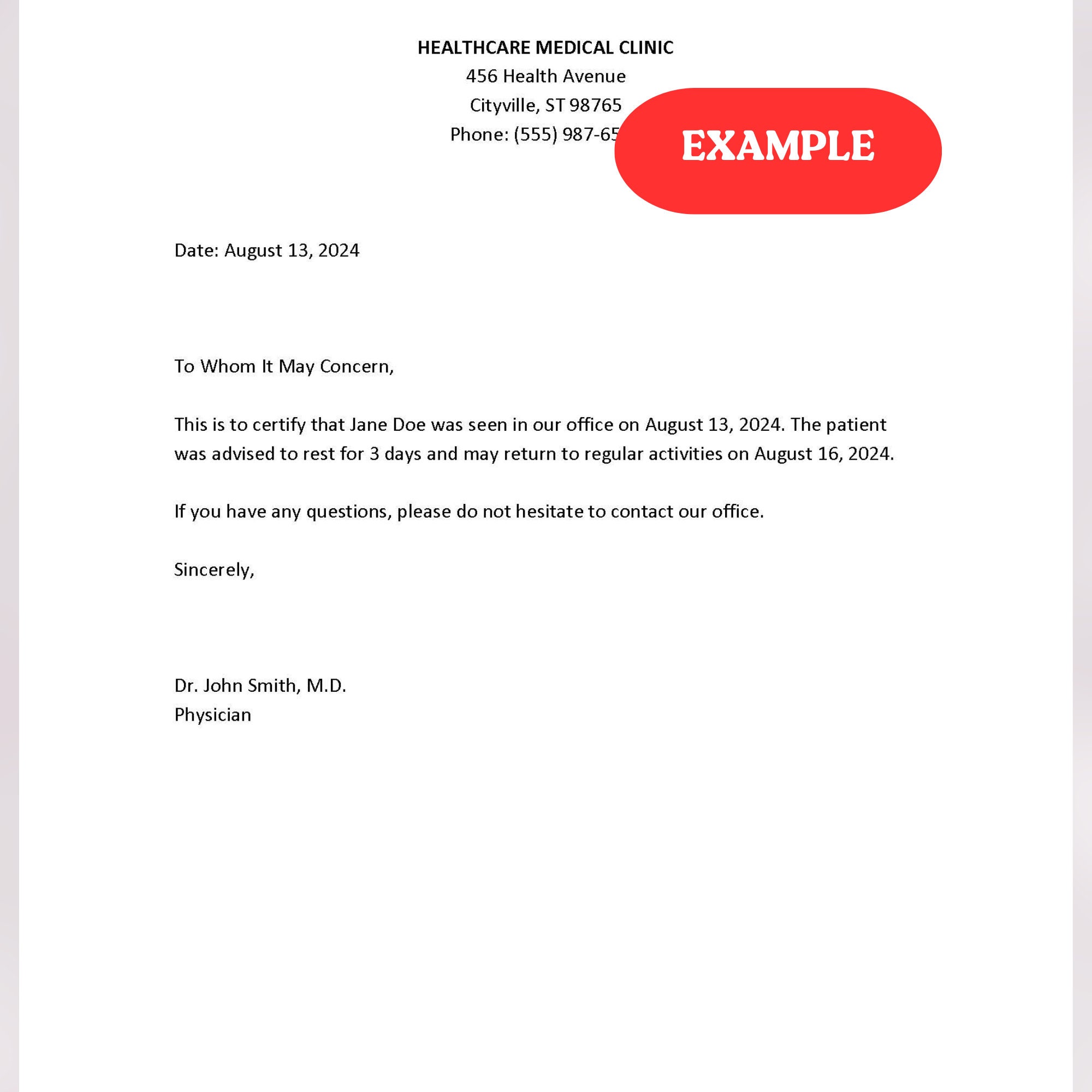Editable Doctor Excuse Note Template | Printable Doctor's Note | Doctor ...