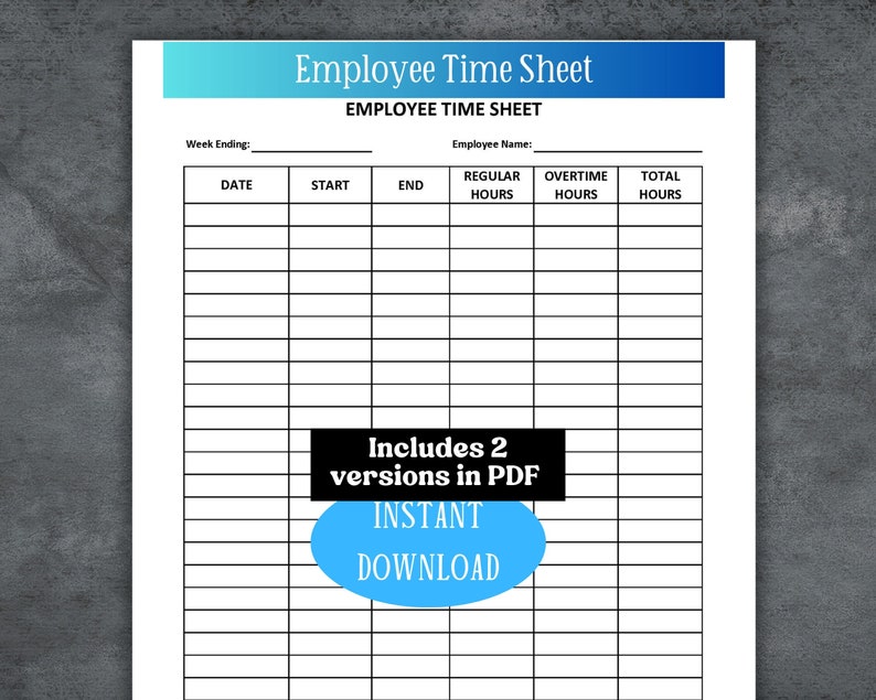 Small Business Time Sheet Employee Time Sheet Timesheet Tracker Employee Timesheet by Weekly ...