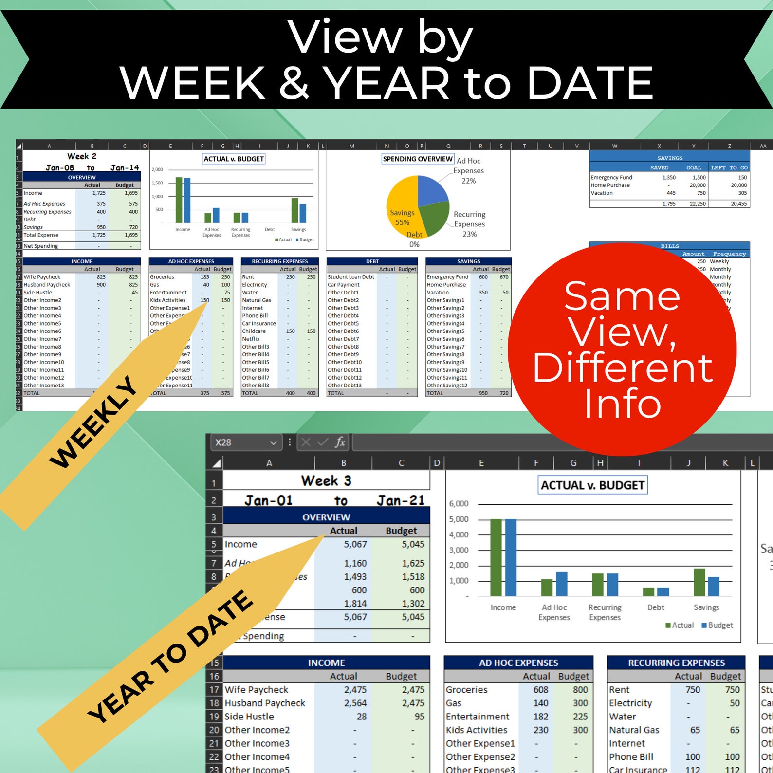 Budget by Paycheck Spreadsheet | Excel Budget Spreadsheet | Week Budget ...