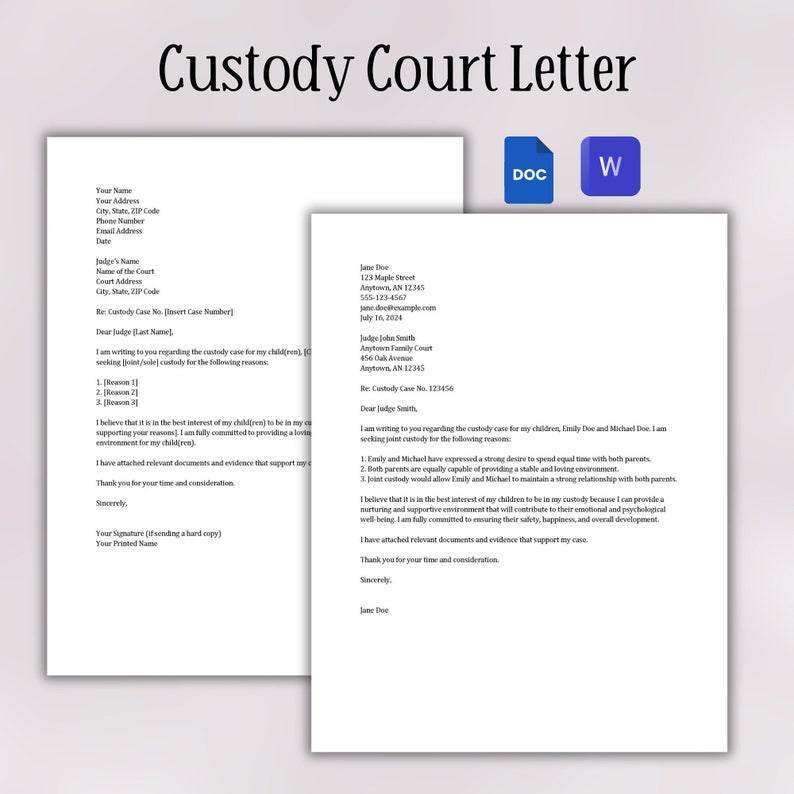 Court Custody Letter | Character Reference Letter | Character ...